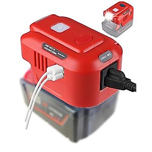 TPDL Power Inverter Generator for Milwaukee M18 18 Volt 150 Watt Lithium Ion, DC to 120V AC Powered Dual USB Charger Adapter with LED Light Compact Inverter with Milwaukee Portable Power Source