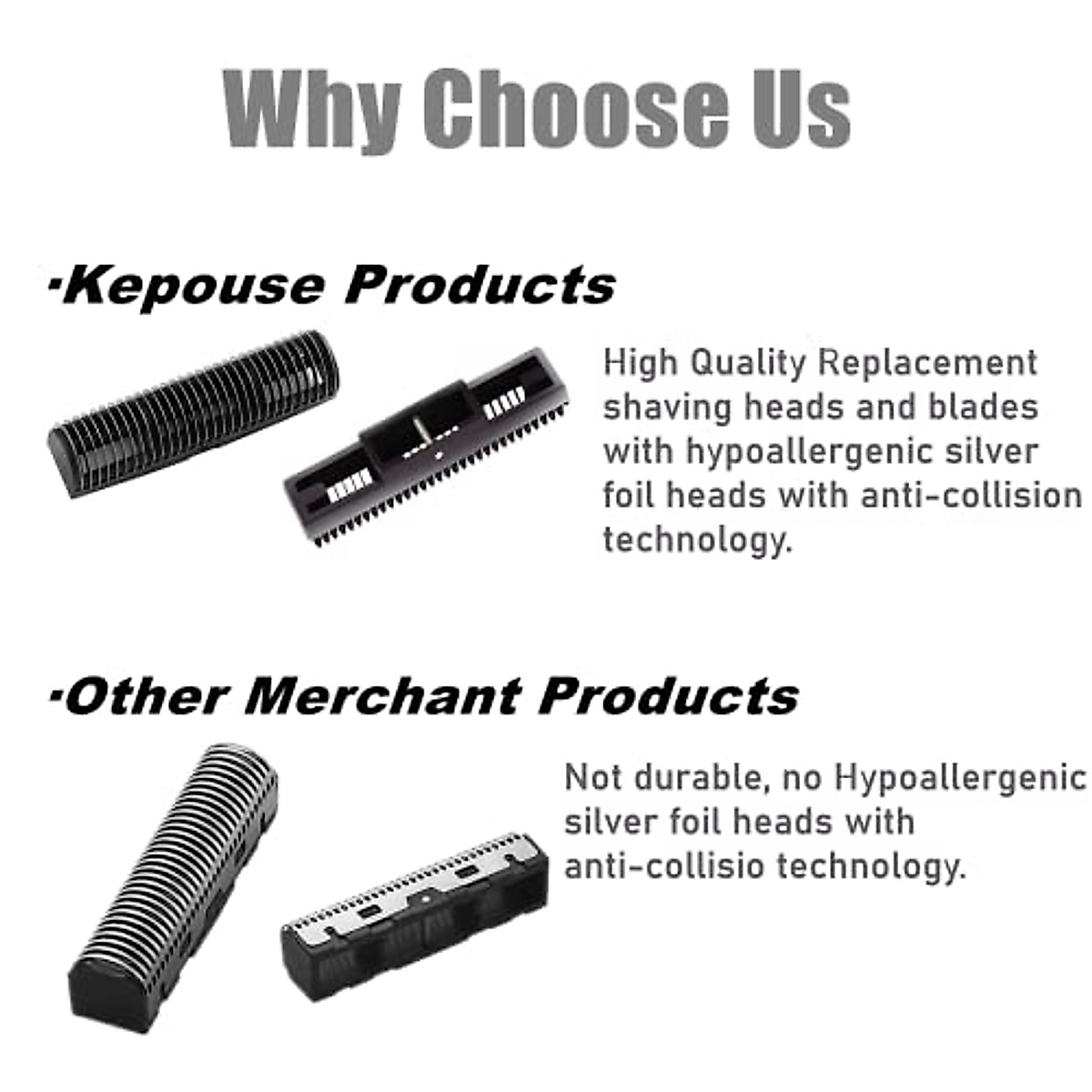 Kepouse Metal Cutters and Shaver Replacement Foil compatible with BaBylissPRO Double FXFS2/FXFS2G Metal shaver foil replacement 2Pack,Silver