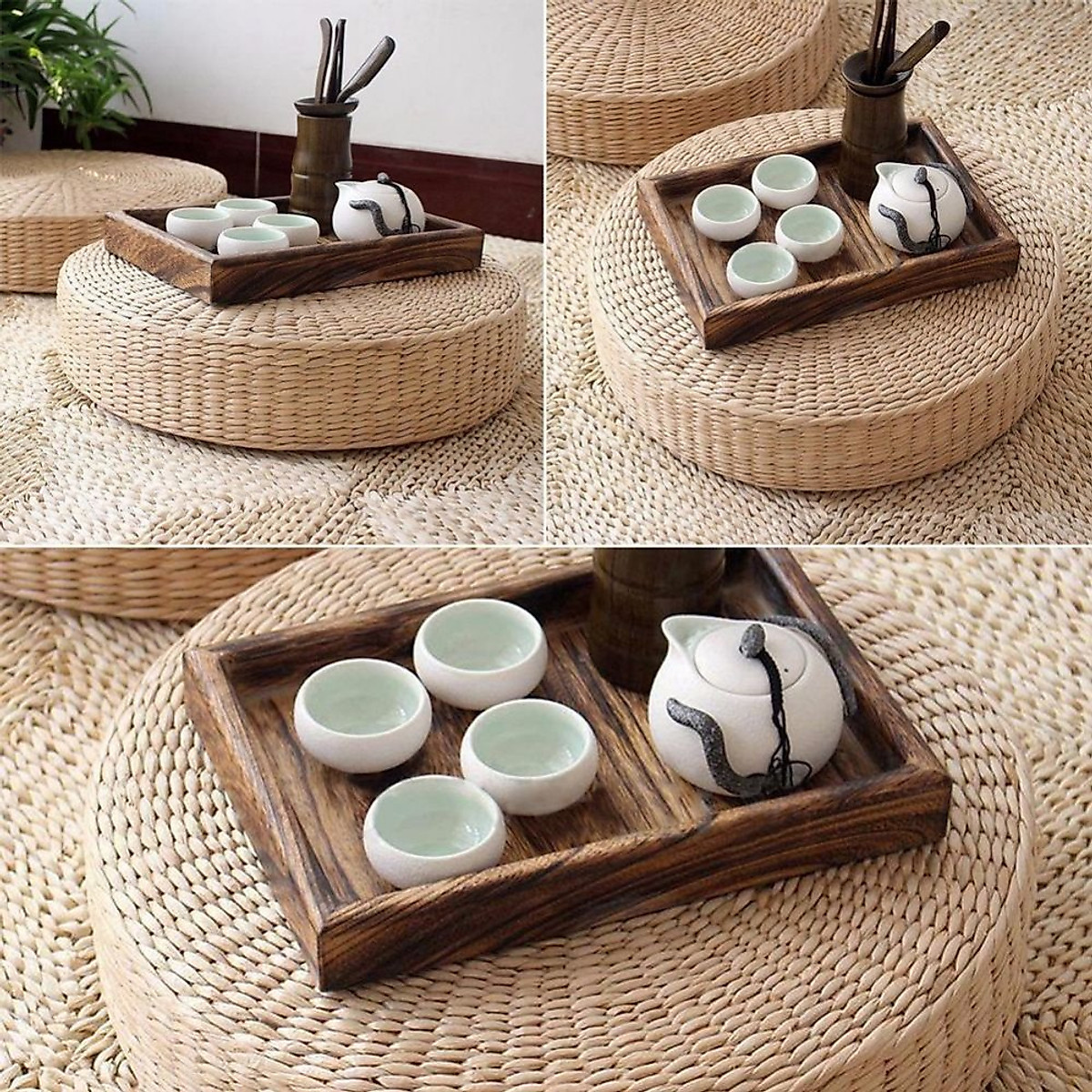 ZTGD Seat Cushion, Rattan Anti-Skidding Handmade Round Straw Weave Pillow Breathable Floor Yoga Zen Chair Seat Mat Cushion Pad