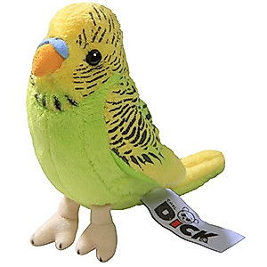 Carl Dick Budgerigar Green with Yellow, 5 inches, 13cm, Plush Toy, Soft Toy, Stuffed Animal 2823004