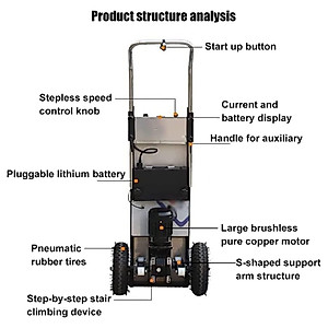 WTHOME Electric Hand Truck Stair Climber, Electric Folding Hand Truck, Telescopic Handle, Maintenance-Free Brushless Motor - Detachable Battery, Labor-Saving and Convenient Truck (Size : 48V)