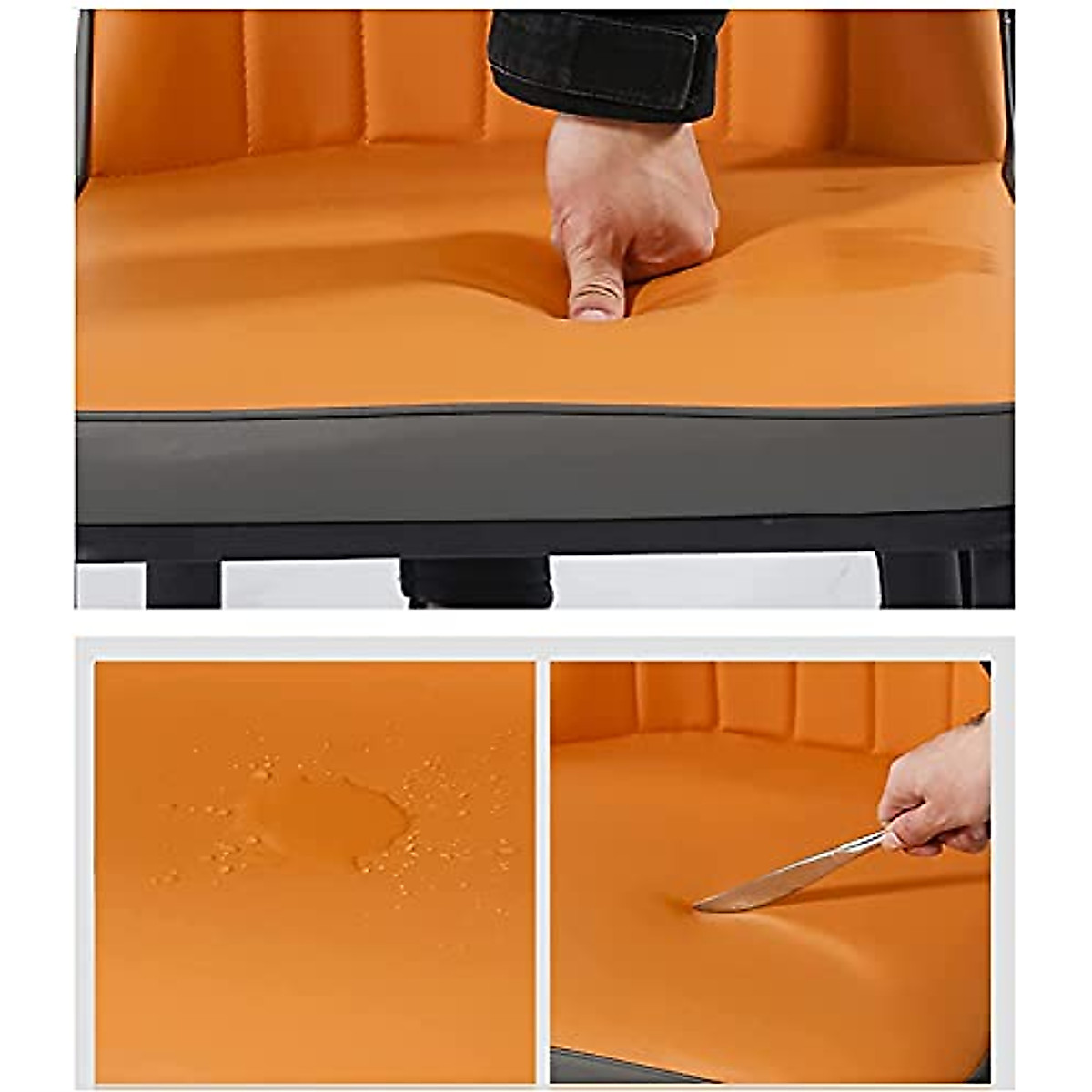 FIXARE Kitchen Dining Chairs Modern PU Leather High Back Padded Soft Seat Lounge Chair Metal Legs Living Room Chairs (Color : 3)