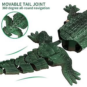 TEMI Remote Control Crocodile, High Simulation Scale Prank Alligator with Glowing Eyes, for Pool Bathroom RC Boat for 6+ Boys Girls Birthday Halloween Christmas Toys