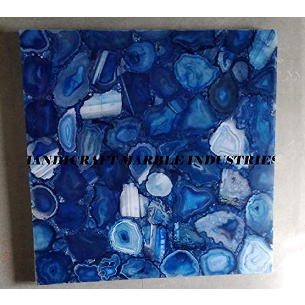 36" Inch Agate Square Table, Natural Agate Table, Square Coffee Table, Blue Agate Table, Square Agate Stone Table