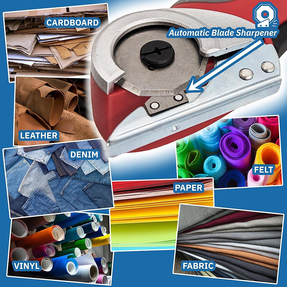 Hercules Cordless Electric Rotary Cutter, the Powerful and Versatile Electric Scissors Built for Cutting Fabric, Cardboard, Plastic, Leather, Vinyl, Carpet and Much More