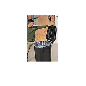 50 gal Roughneck Wheeled Plastic Garage Trash Can, Black