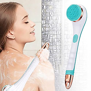 Back Scrubber Shower Exfoliating Electric Back Washer Shower Loofah Silicone Dry Brushing Body Brush Rechargeable Power Men Women Foot Skin Care Exfoliator Bath Brushes for Showering