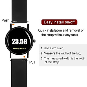HARFINGTON Silicone Watch Band 12mm Width Quick Release Soft Rubber Replacement Watch Strap with Stainless Steel Buckle for Men Women, Black