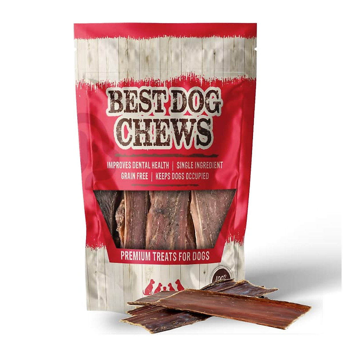 Best Dog Chews Beef Gullet Strips for Dogs and Puppies Beef Jerky Treats Chews Naturally Rich in Glucosamine & Chondroitin 100% Real Beef Strips Best Dental Treats-Rawhide Free 6 inch(12 Count)