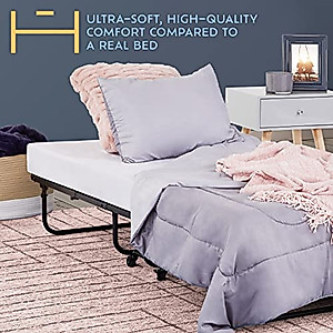 Heyward Premium 5” Memory Foam Folding Bed | Twin Size Mattress with Steel Frame | CertiPUR-US Certified Foam w/Washable Jacquard Top, Breathable Mesh Sides | 77”L x 38”W x 17”H
