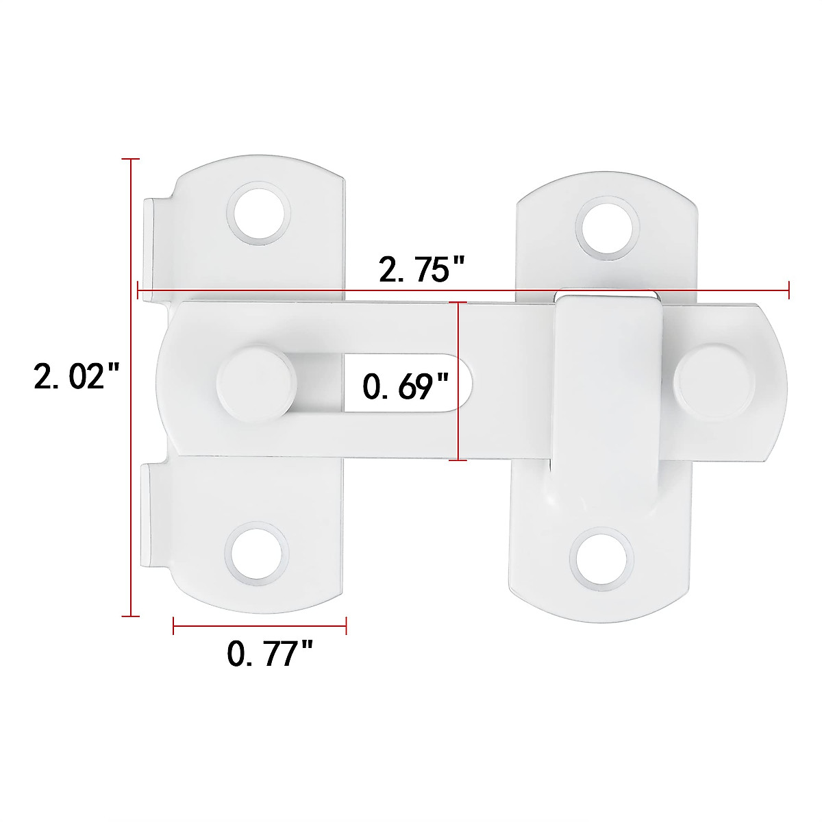 INIRET 4 Packs Barn Door Latches，2.75” x 2.02” White Stainless Steel barn gate flip Door Latch Bi-fold Door Lock,Sliding Door Antique Lock Gate Latches Wine Cabinet Closet Door Latches，White Finish