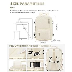 livbote Travel Backpack for Women, Large Carry on Backpack Flight Approved with Shoe Compartment & USB Charging Port, Waterproof Casual Daypack Work Business Backpacks Mochila de viaje, Beige