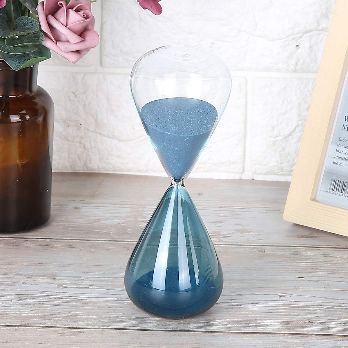 Hourglass Clock Blue Sand Timer, Innovative Cone Shape Unique Sand Clock Timer Glass Birthday Gift Office Kitchen Decor Table Ornament(S)