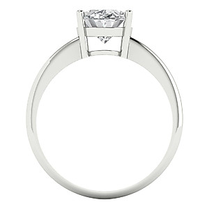 Clara Pucci 2.0 ct Oval Cut Solitaire Genuine Moissanite Wedding Bridal Designer Anniversary Engagement Ring in 14k White Gold for Women