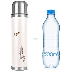 Stainless Steel Leather Vacuum Insulated Mug Beach Girl Thermos Water Bottle for Hot and Cold Drinks Kids Adults 16 Oz
