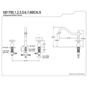 Kingston Brass KB1795BEXLS Essex Widespread Kitchen Faucet, 8-1/4 inch in Spout Reach, Oil Rubbed Bronze