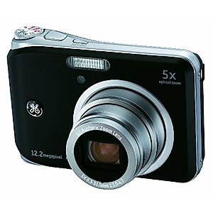 GE A1250-BK 12MP Digital Camera with 5X Optical Zoom and 2.5 Inch LCD with Auto Brightness - Black