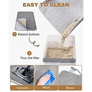 Fostanfly Cat Litter Mat - Extra Large XL 45"x 27" Cat Litter Trapping Mat, Machine Washable Double Layer Design, Urine & Waterproof for Kitty- Easy Clean for Floor