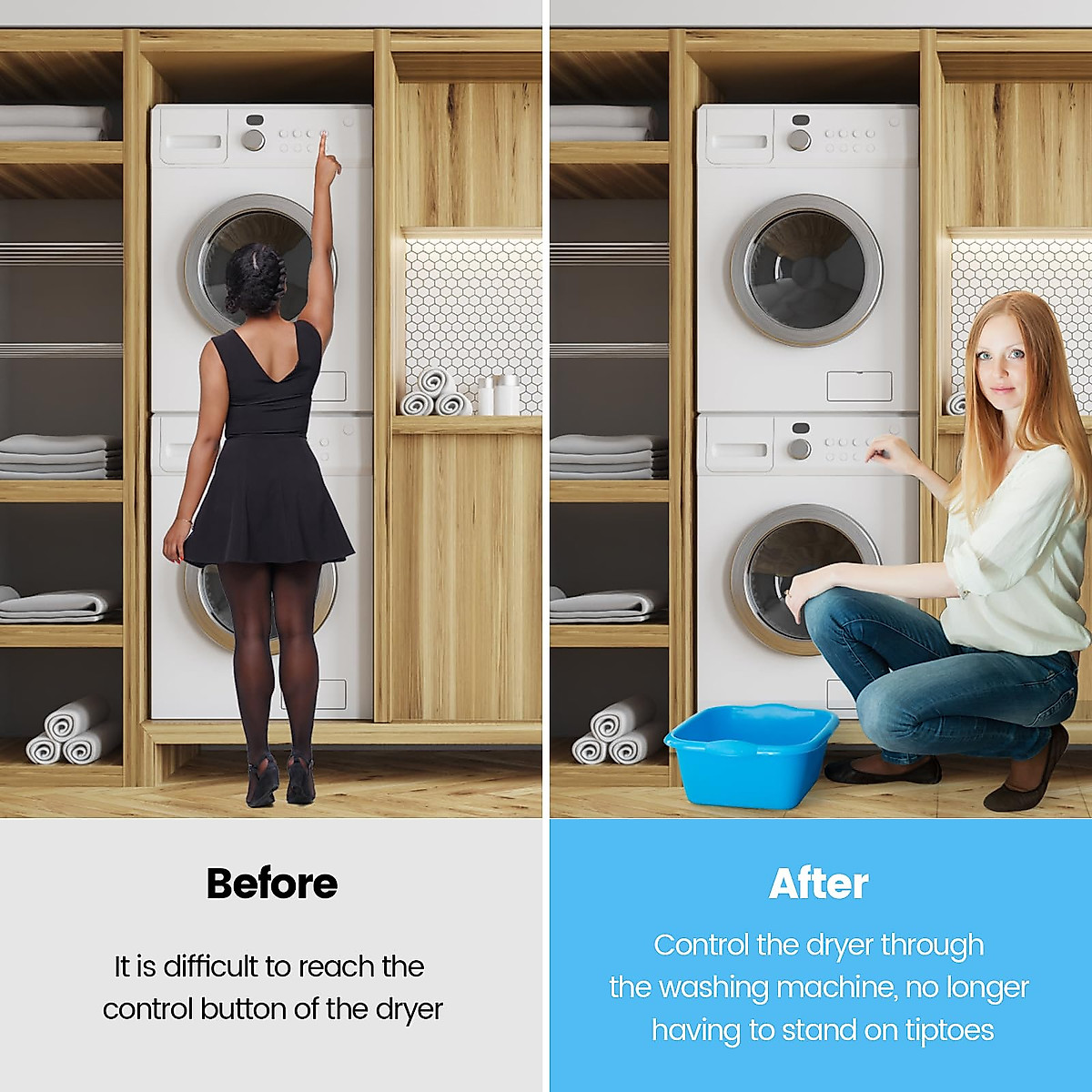 Haoguo Upgraded DV-MCK/A1 Laundry Multicontrol Kit with Longer Wire (Extended by 10cm), Compatible with Samsung Front Load Washer and Dryer, Control Dryer through Stacked Washer