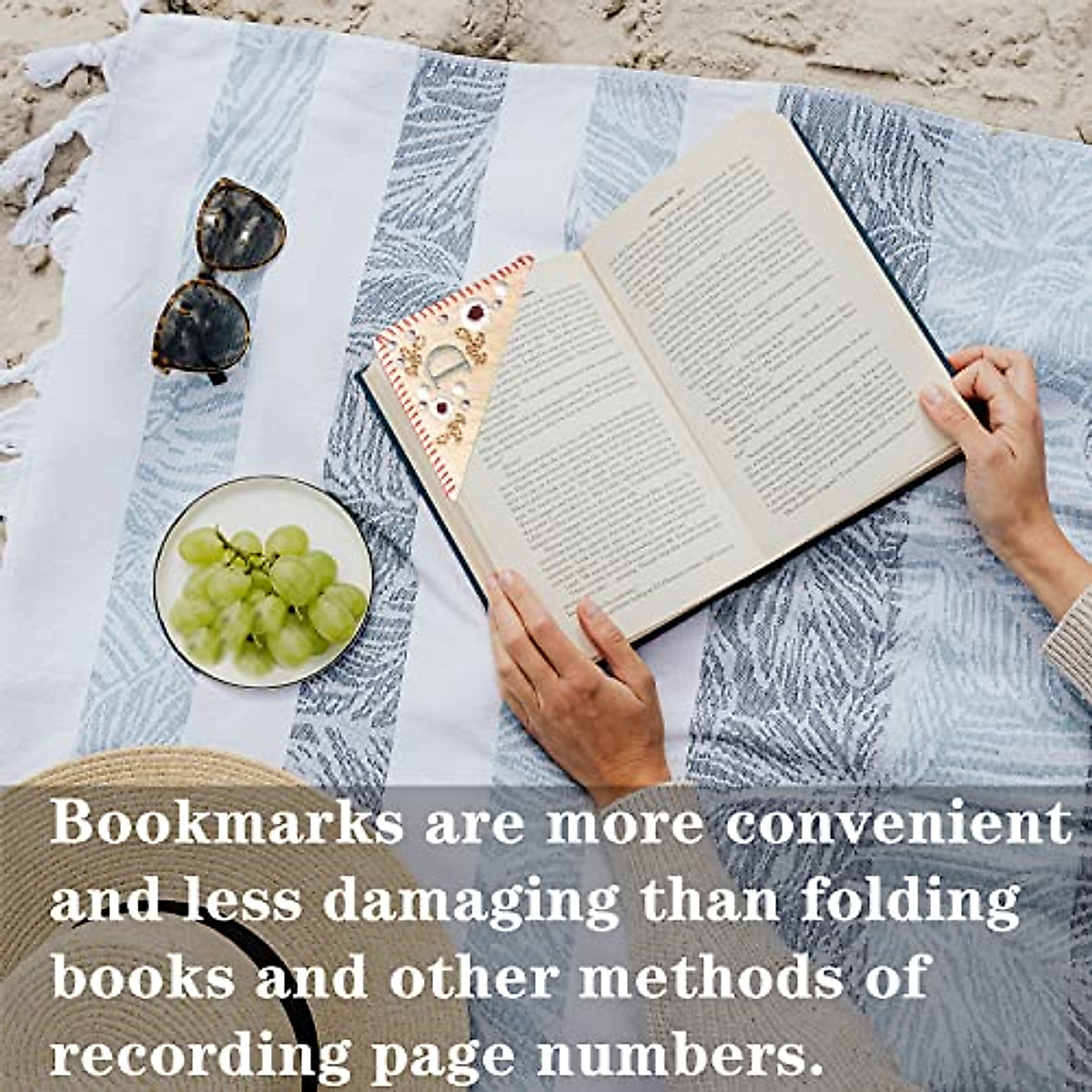 Personalized Hand Embroidered Corner Bookmark, Unique Corner Page Bookmarks for Women Personalized Book Lovers Gifts, 26 Letters Cute Flower Embroidered Funny Felt Book Markers for Reading, Spring D