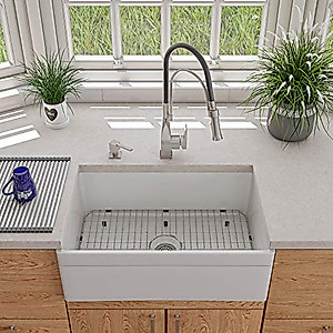 ALFI brand AB511 White 30-Inch Decorative Lip Single Bowl Fireclay Farmhouse Kitchen Sink, White