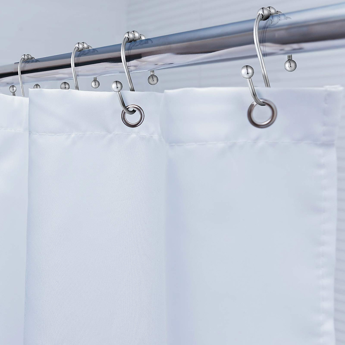 Hotop Stainless Steel Shower Curtain Hooks Rust Resistant Shower Curtain Hook Ring Bathroom S Shaped Hook Hanger for Kitchen Utensils, Shower Curtain, Clothes, Towels (12 Pieces)