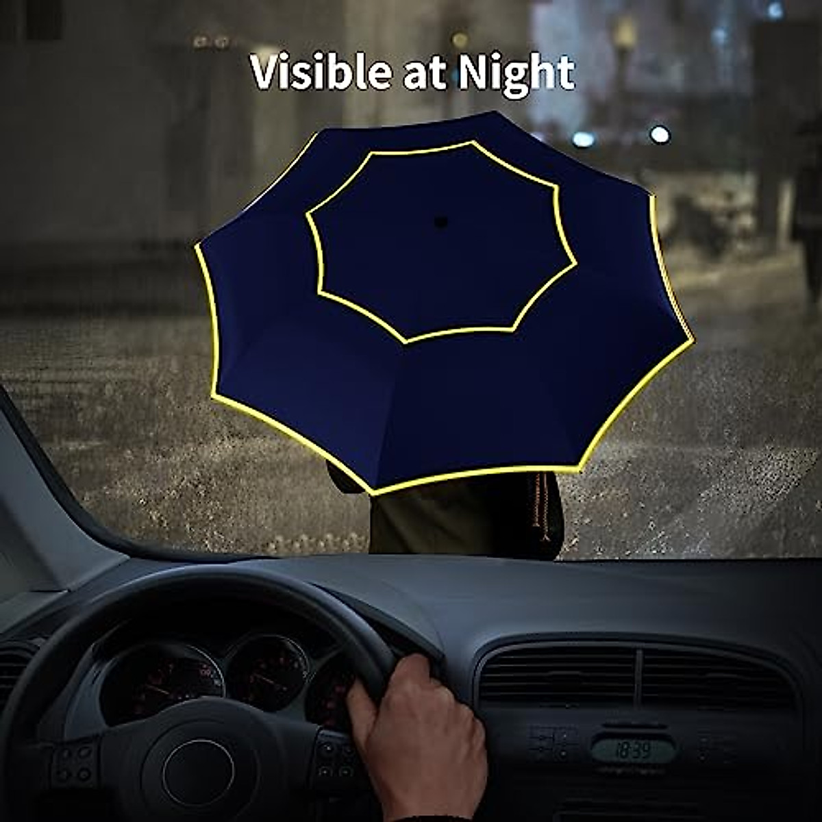 SATOL 62 Inch Large Golf Umbrella for Rain, Automatic Oversize Windproof Double Canopy Vented 8 Ribs Sturdy Portable Folding Umbrella for Travel, UPF 50+ Compact Lightweight Wind Resistant Sun & Rain Umbrellas for Women and Men (BLUE)