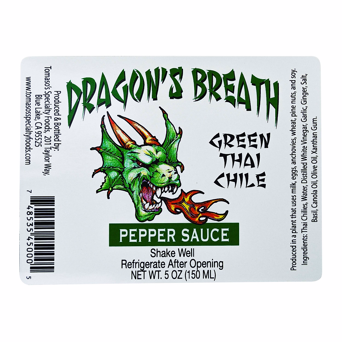 Dragon's Breathe Green Thai Chili Hot Pepper Spicy Sauce with natural Ingredients Bold Flavor made from Exotic Bird's Eye Chili Pepper