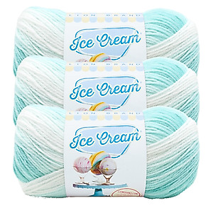(3 Pack) Lion Brand Yarn Ice Cream Baby Yarn, Mint