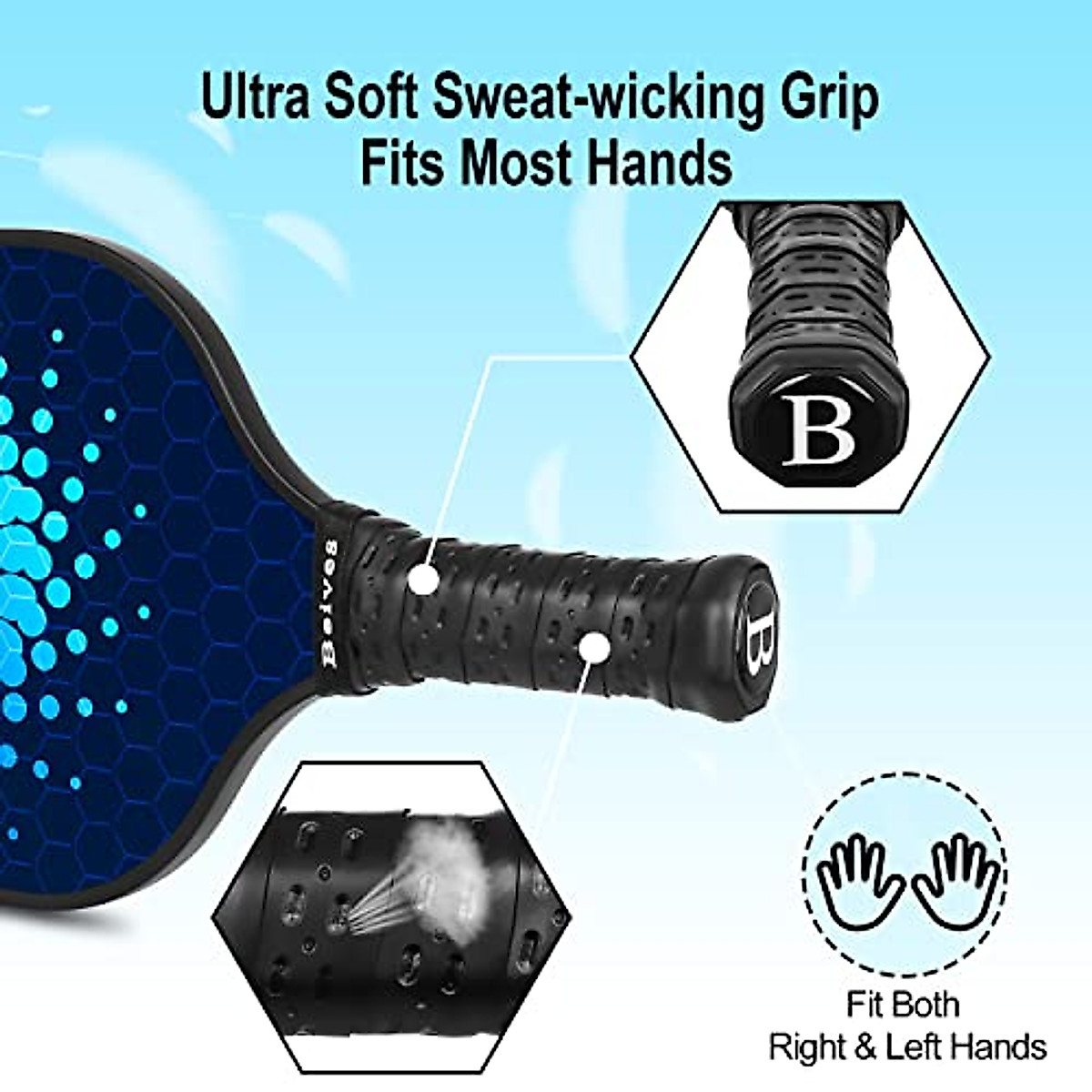 Beives Pickleball Paddles Graphite Pickleball Set Honeycomb Pickleball Rackets Equipment with 2 Pickleball Racquets, 4 Balls and a Portable Carry Bag