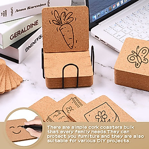 Square Cork Trivets 4 x 4 x 0.2 Inch Cork Coasters for Drinks Absorbent Cork Plant Coasters Pot Trivets Natural Bar Coasters Kitchen Pads Drink Coasters Set for Table Dishes Plate(120 Pcs)