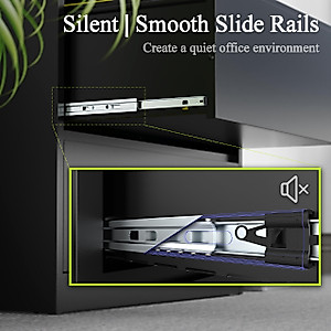 Hak Metal 3 Drawer Lateral File Cabinet with Lock, Black Office File Cabinet for Storing Legal/Letter A4 Size File, Mordent Locking Lateral Filing Cabinets for Home Office (Black)