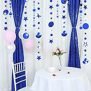 Royal Blue Birthday Party Decorations Star Paper Streamers Circle Garland for Wedding Baby Shower Graduation Hanging Ceiling Wall Window Decorations Hen Party Supplies (Royal Blue, 2 Strings)