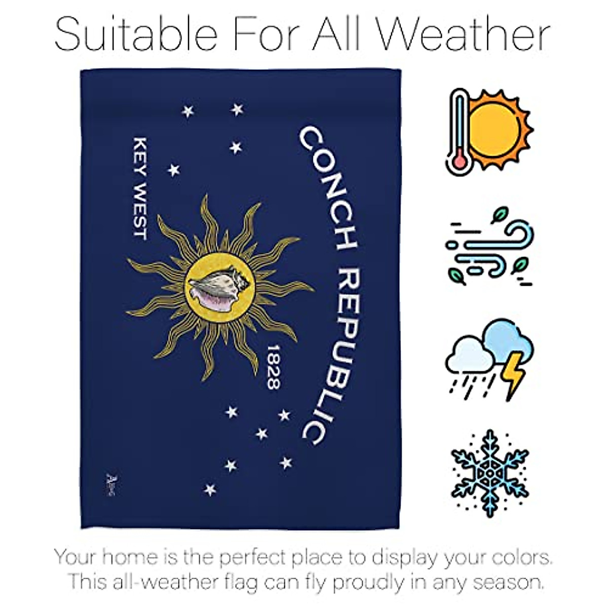 Americana Home & Garden Conch Republic Garden Flag Regional Nation International World Country Particular Area House Decoration Banner Small Yard Gift Double-Sided, Made in USA