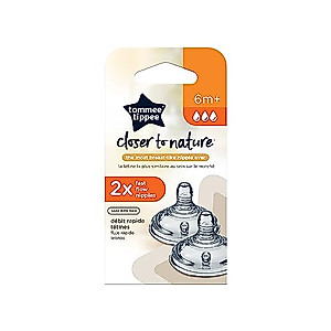 Tommee Tippee Closer to Nature Fast Flow Baby Bottle Nipples, 6+ months – 2pk