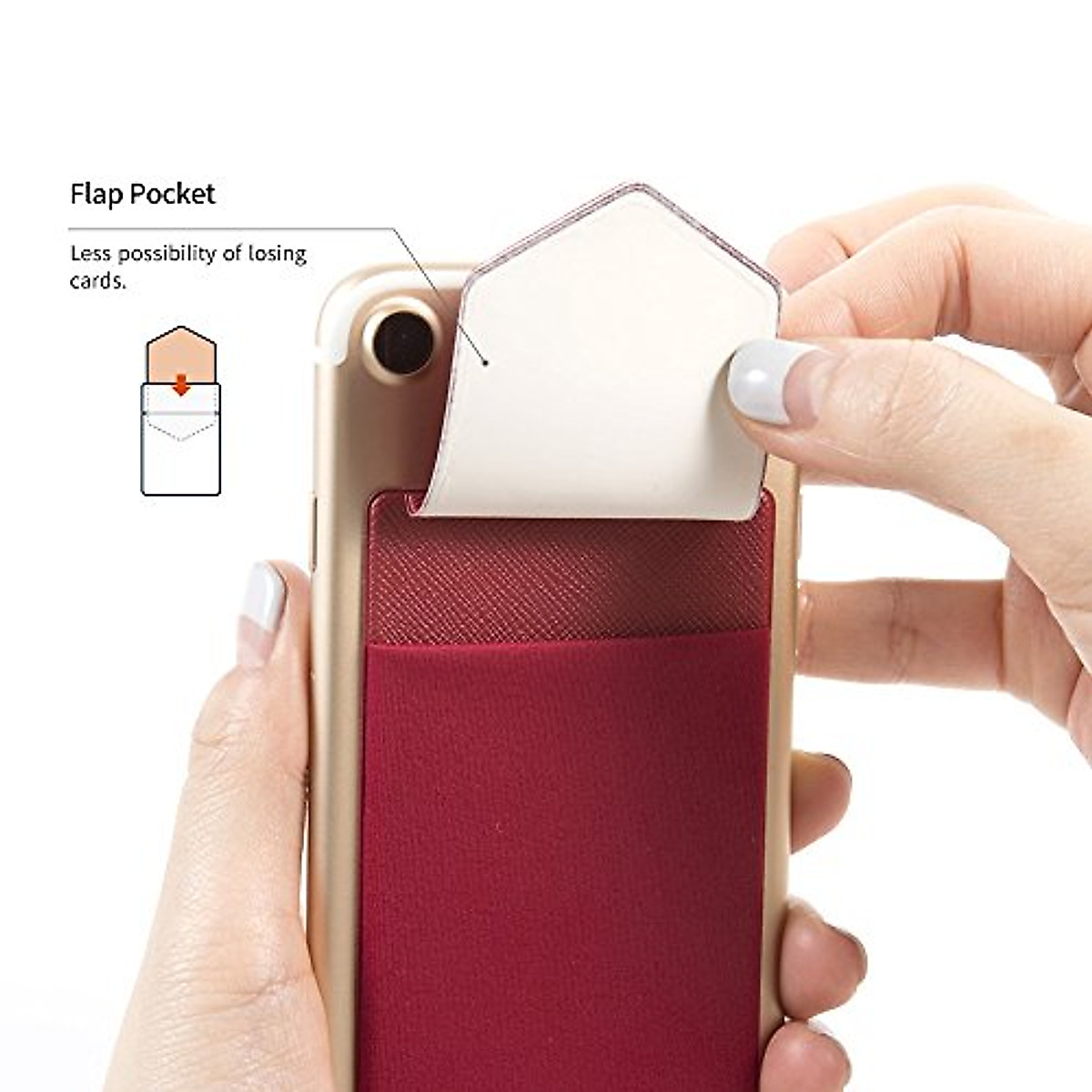 Sinjimoru Secure Card Holder for Back of Phone, Stretchy Fabric Cell Phone Wallet Stick On Credit Card Case for iPhone & Android. Sinji Pouch Flap Grey