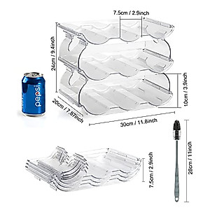 Stackable Water Bottle Organizer for Cabinet with Brush - 3 Tier Water Bottle Holder and Wine Rack Storage Organizer for Pantry Fridgem, Kitchen Organizer and Storage, Tumbler Travel Mug Cup Holder