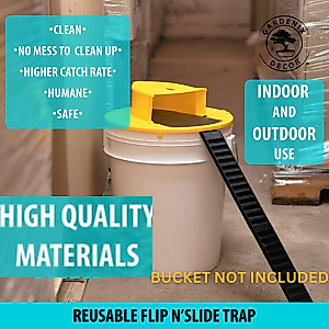 Mangucci 2 Set Bucket Mouse Trap | Indoor/Outdoor Mouse Trap Bucket Flip Lid, Reusable Mouse Traps Auto Reset Lid, Compatible with 5 Gallon Bucket Rat Trap Multi Catch