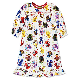 Sesame Street Elmo Infant Toddler Girls Granny Gown Nightgown (18 Months, White)