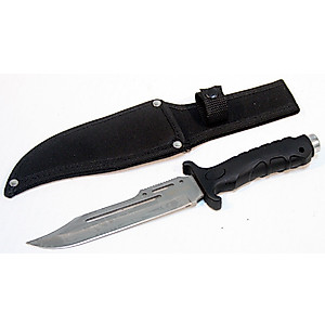 Lastworld 10.5" Hunting Knife Black Handle and Black Sheath