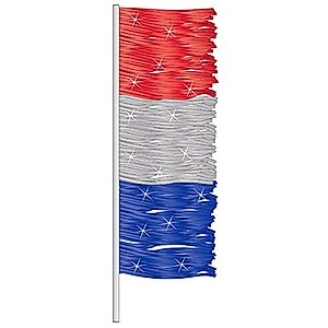 Car Auto Dealer Supplies Antenna Flag - Metallic Fringe RED, Silver & Blue (Set of 12) Patriotic 4TH of July
