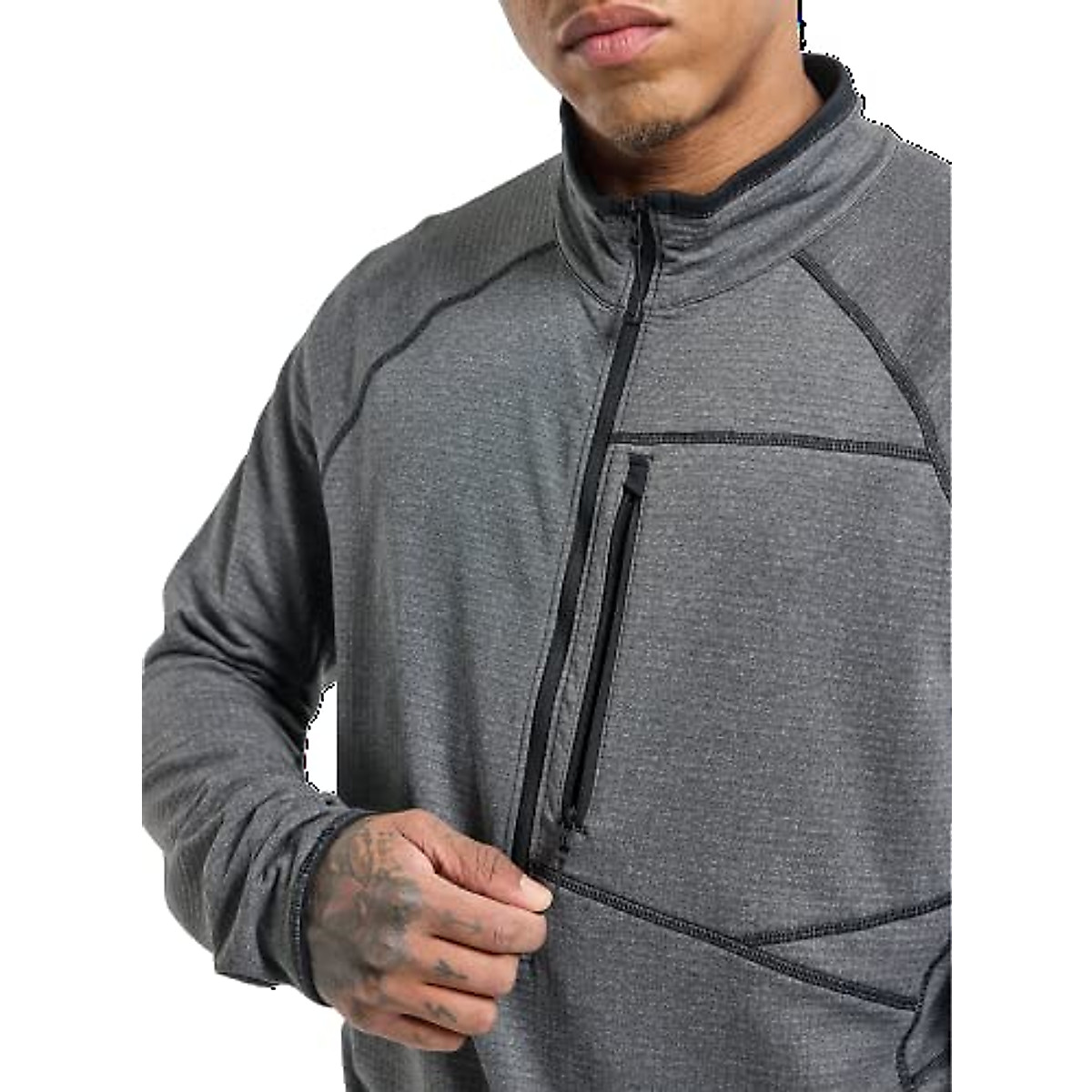 Burton Men's Standard Stockrun Grid Half-Zip Fleece, True Black, X-Large