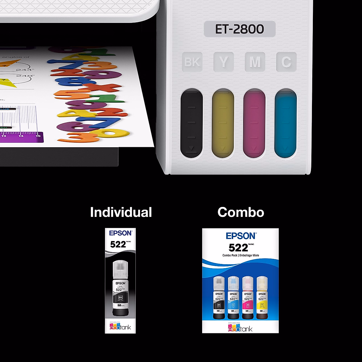 EPSON T522 EcoTank Ink Ultra-high Capacity Bottle Yellow (T522420-S) for Select Epson EcoTank Printers