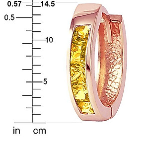 Galaxy Gold GG 0.7 CTW 14k Solid Rose Gold Hoop Huggie Earrings Citrine