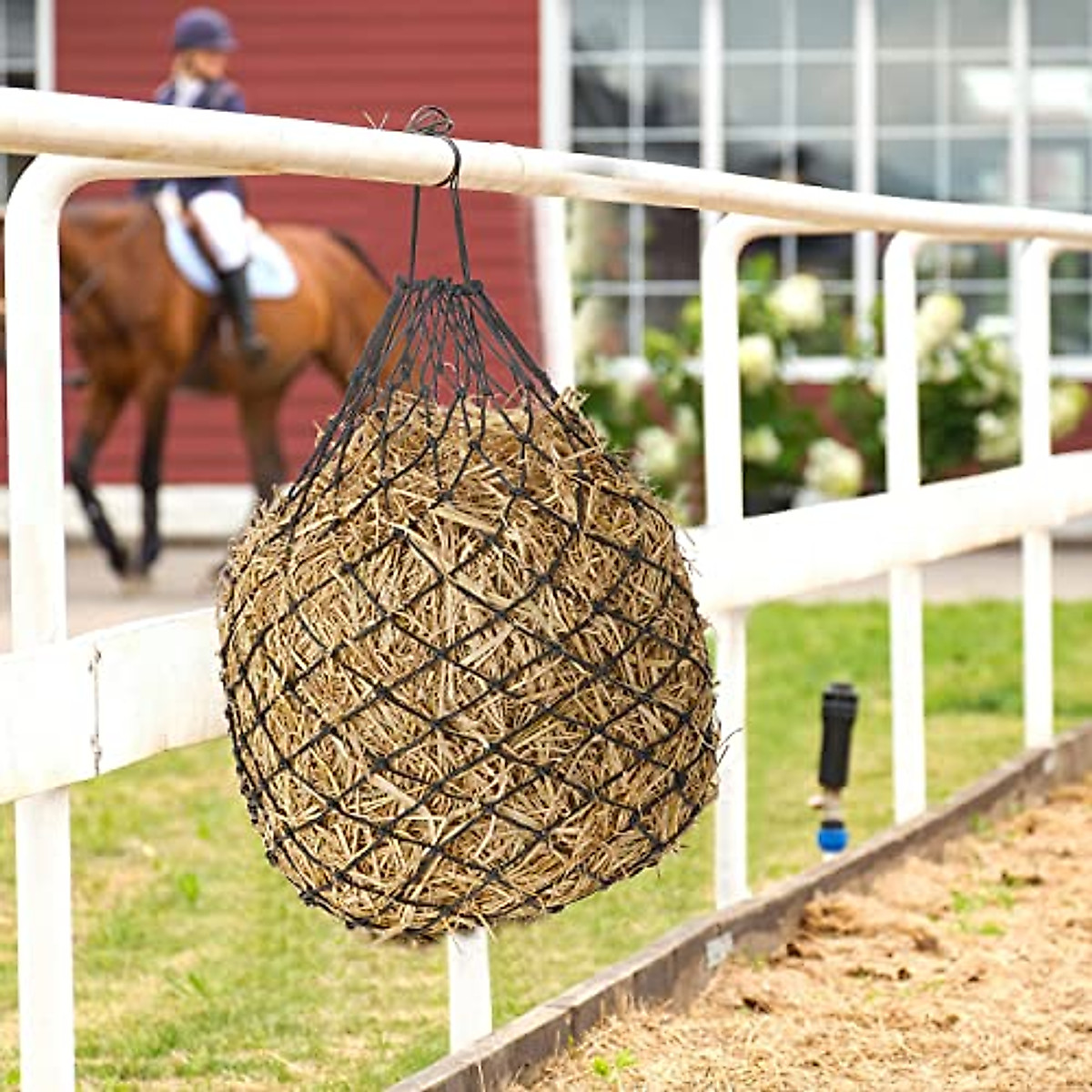 4 Pcs Slow Feed Hay Net Hay Feeder Hay Bag Hay Net for Horses Slow Feeder Haynet 40 Inch Length with 2 Inch Holes Hanging Horse Feed Net for Horses Goat Cattle Equine Stalls Barn Supplies (Black)
