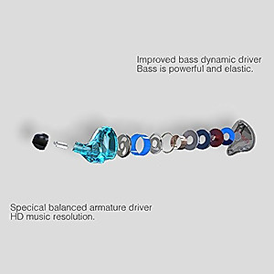 FAAEAL Earphones FMS Armature Dual Driver in-Ear Wired Headphones Detachable HiFi 1DD 1BA Bass Audio Monitors Noise Isolating Music Sports Earbuds Headset