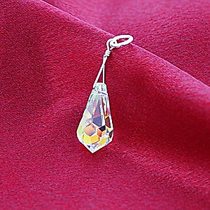 Gem Avenue Teardrop Shape Clear AB Austrian Crystals 1.25 Inch 925 Sterling Silver Charm Pendant for Women