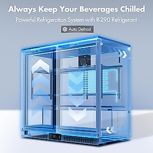 Coolski Back Bar Cooler Counter Height Beverage Refrigerator with 2 Glass Doors, Commercial Undercounter Display Fridge for Beer Soda Wine, 7.4 Cu.Ft. Capacity/ETL NSF Approved, Black