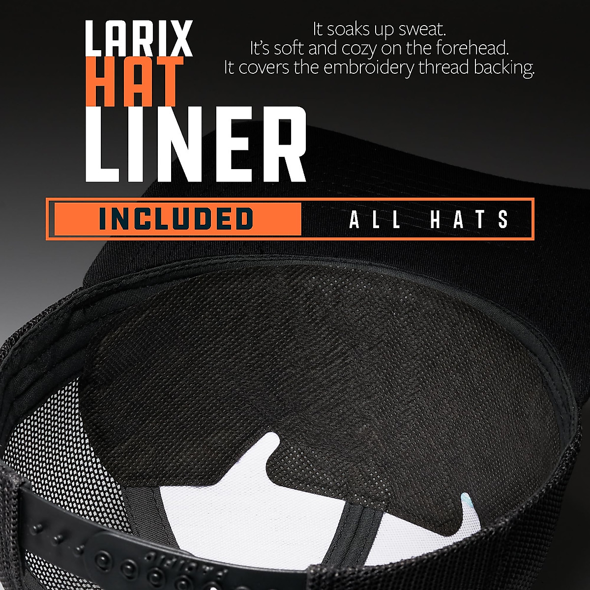 LARIX Light Blue Hat, Tamarack Mountain, No Sweat Liner, Trucker Hats for Men