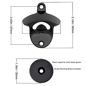 Luwanburg Gun-metal Black Wall Mounted Beer Bottle Opener Magnetic with Magnetic Bottle Cap Catcher